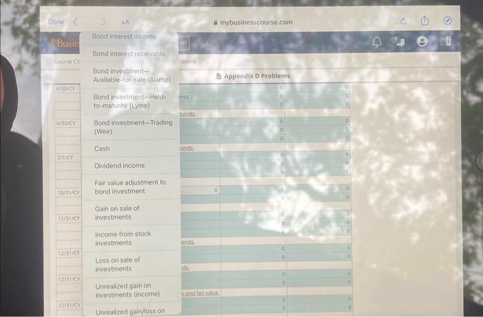 Solved Bond Investment Journal Entries The following | Chegg.com