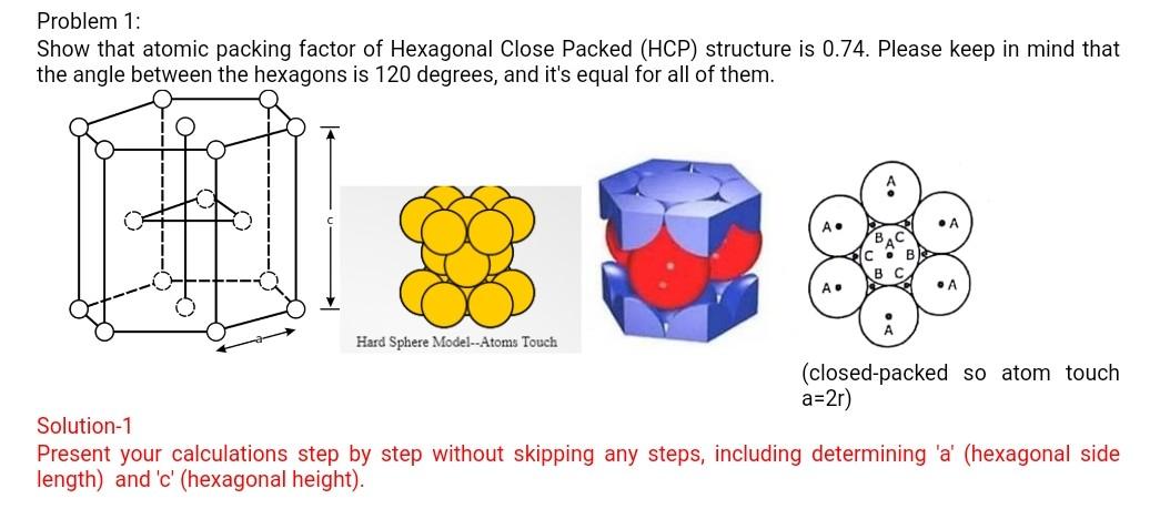 Solved Problem 1 Show That Atomic Packing Factor Of