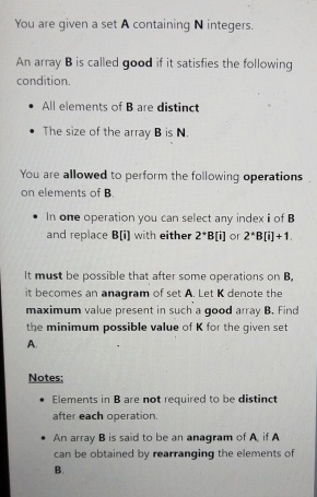Solved You are given a set A containing N ﻿integers.An array | Chegg.com