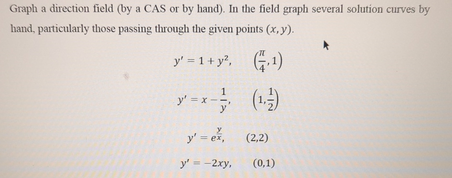 Solved Graph a direction field (by a CAS or by hand). ﻿In | Chegg.com