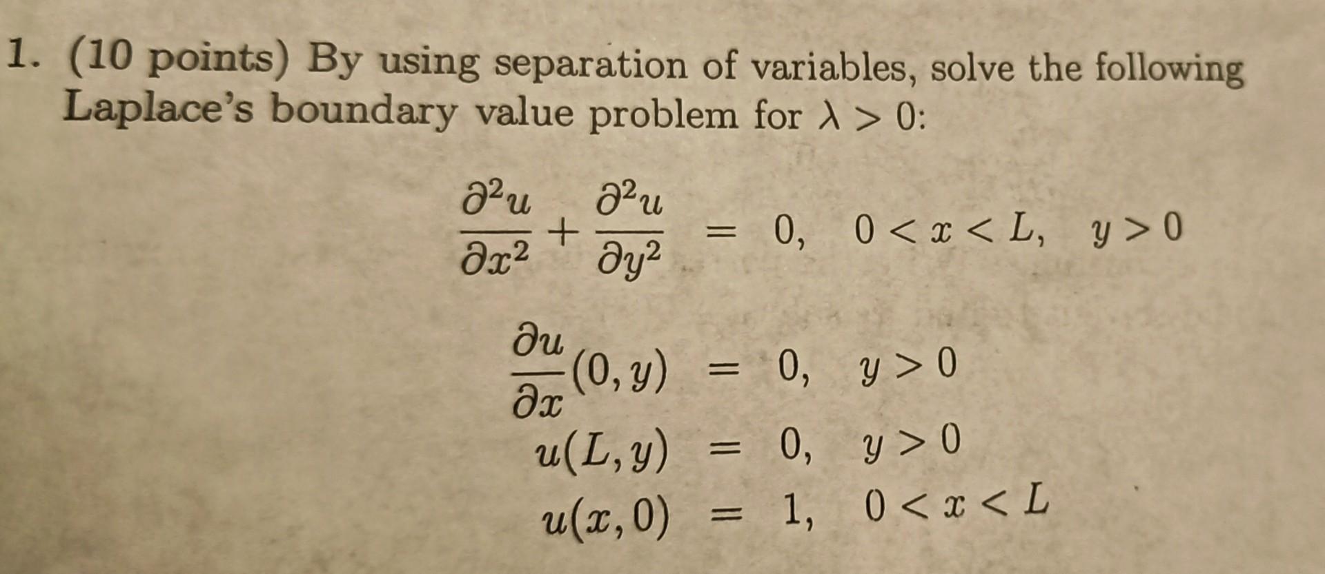Solved (10 points) By using separation of variables, solve | Chegg.com