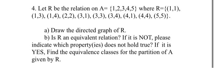 Solved 4 Let R Be The Relation On A {1 2 3 4 5 Where