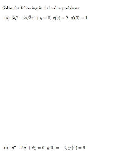 Solved Solve the following initial value | Chegg.com