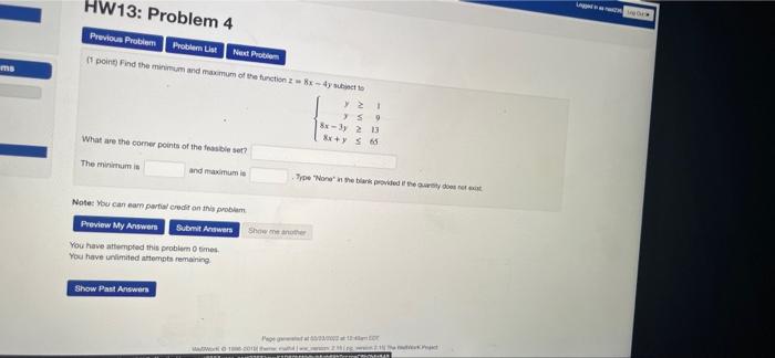 Solved HW13: Problem 4 Previous Problem Problemn List Next | Chegg.com
