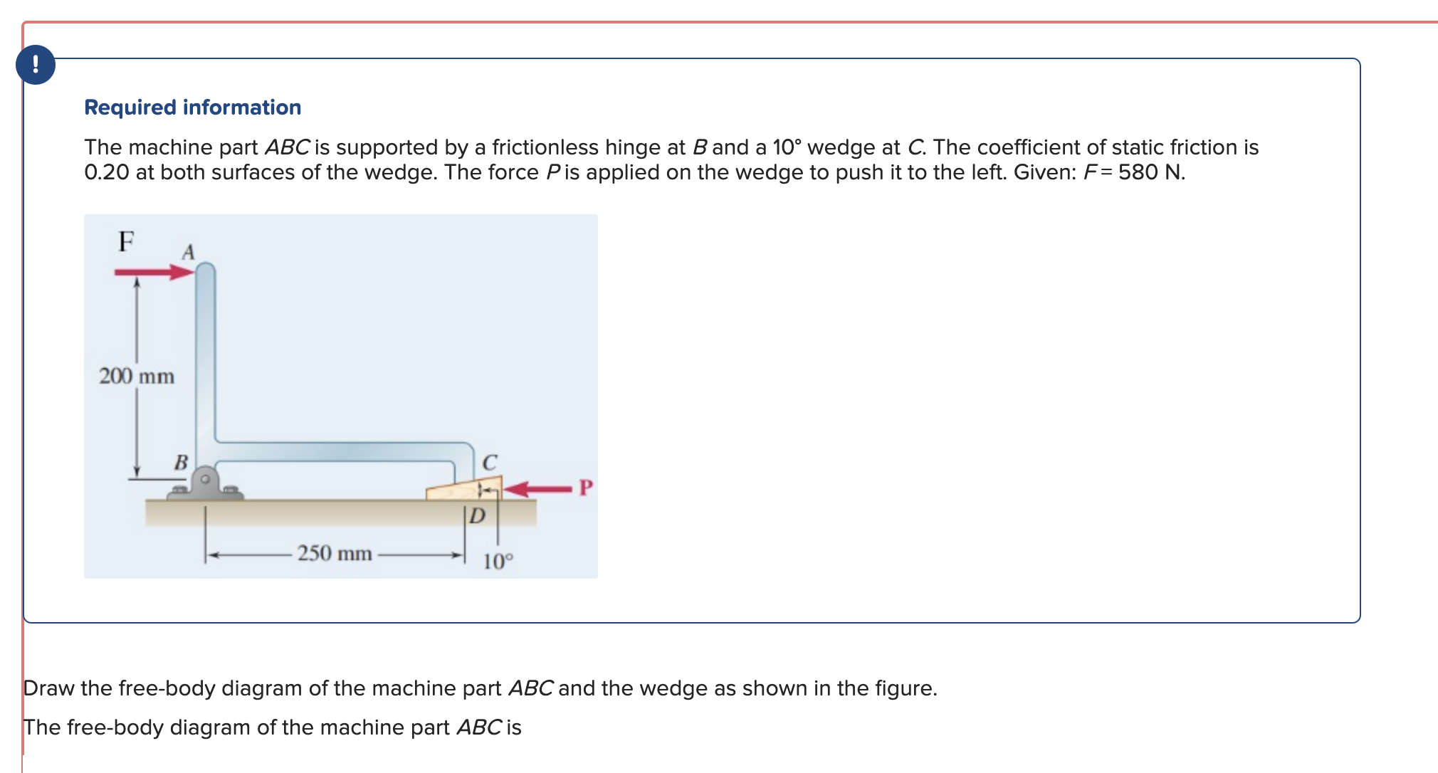 Solved Required information The machine part \( ﻿A B C \) | Chegg.com
