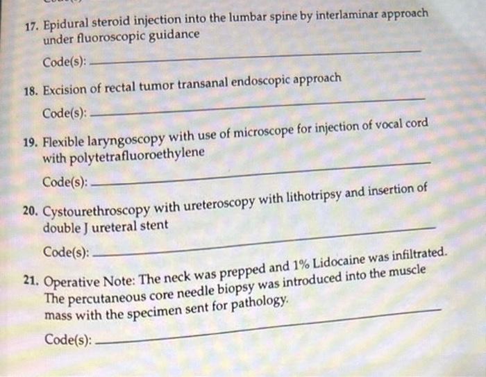 Solved 17. Epidural steroid injection into the lumbar spine | Chegg.com