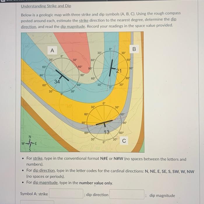 Solved Understanding Strike and Dip Below is a geologic map | Chegg.com