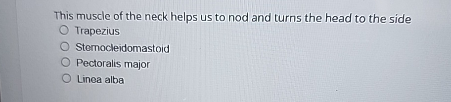 Solved This muscle of the neck helps us to nod and turns the | Chegg.com
