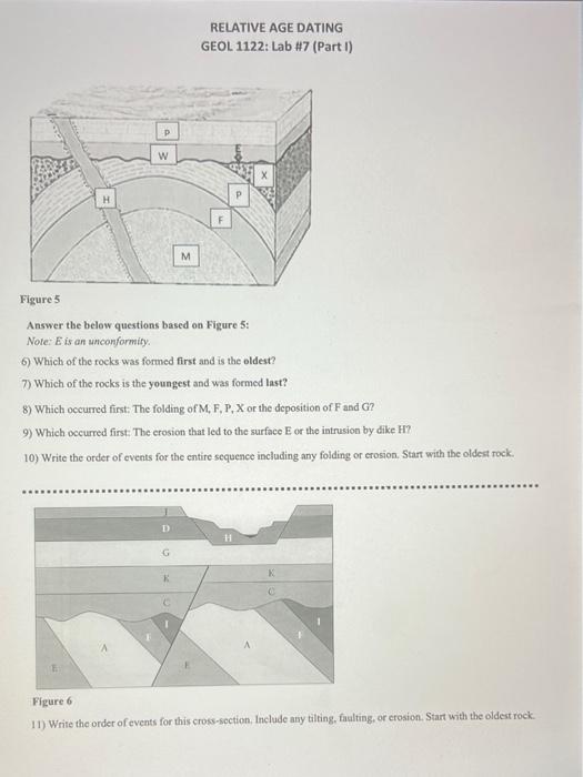 Solved RELATIVE AGE DATING GEOL 1122: Lab \#7 (Part I) | Chegg.com