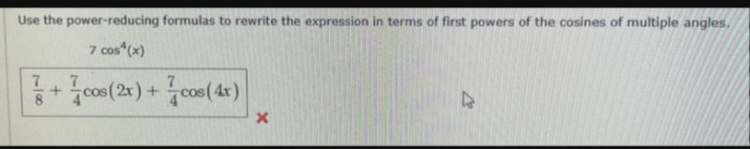 Solved Use the power-reducing formulas to rewrite the | Chegg.com
