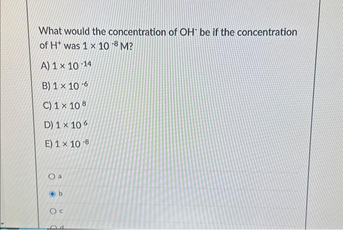 Solved i know [H+]x[OH-] = 1x10^-14 how do i divide 1x10^-8 | Chegg.com