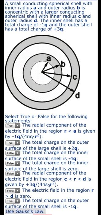 Solved A small conducting spherical shell with inner radius | Chegg.com