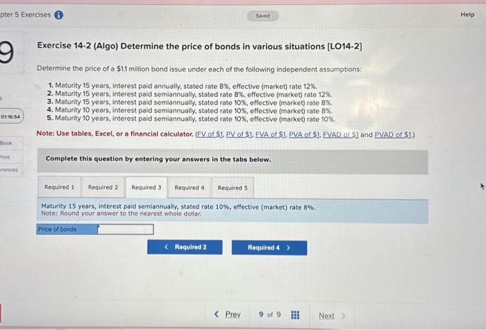 Solved Exercise 14-2 (Algo) Determine the price of bonds in | Chegg.com