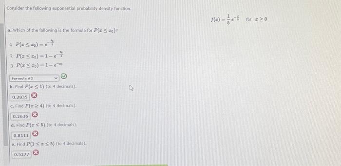 Solved Consider the following exponential probability | Chegg.com