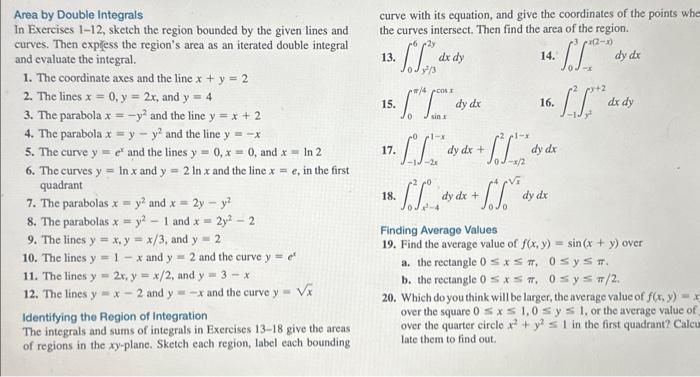 Area by Double Integrals In Exercises 1-12, sketch | Chegg.com