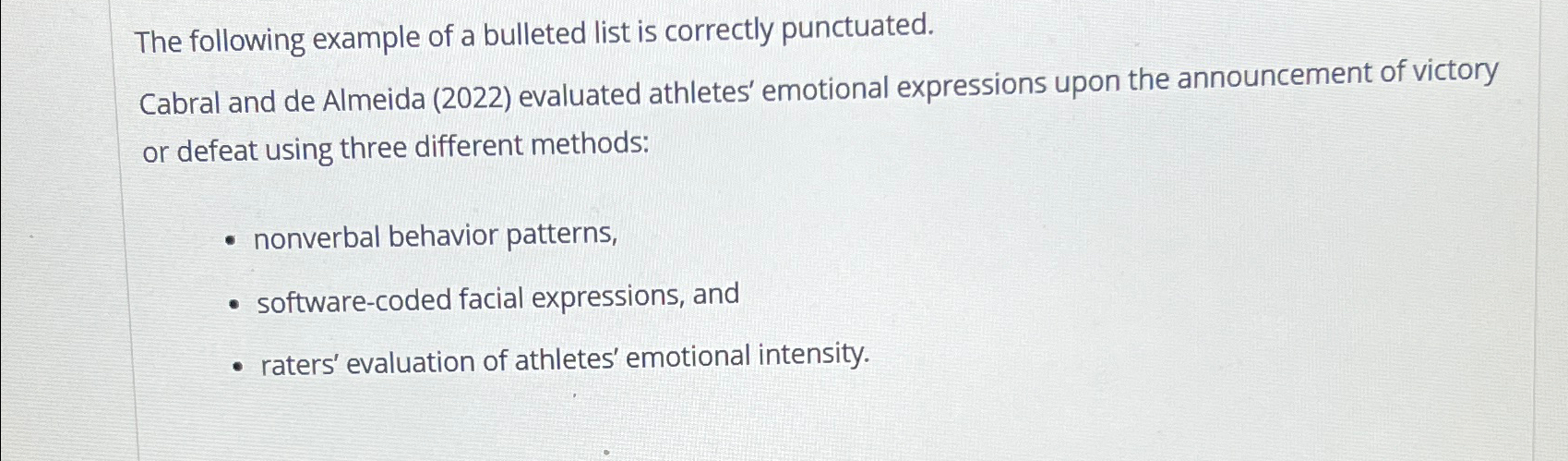 Solved The following example of a bulleted list is correctly | Chegg.com