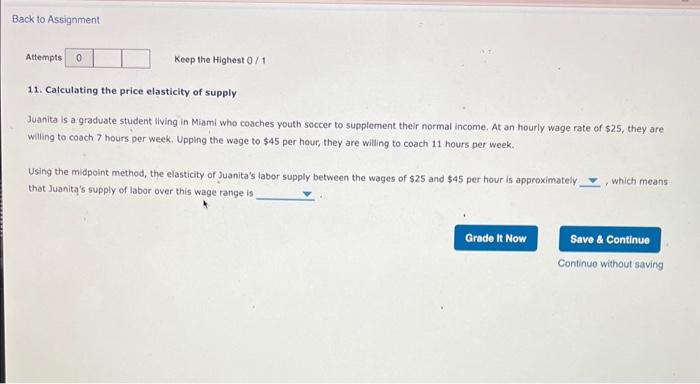 Solved 11. Calculating the price elasticity of supply | Chegg.com