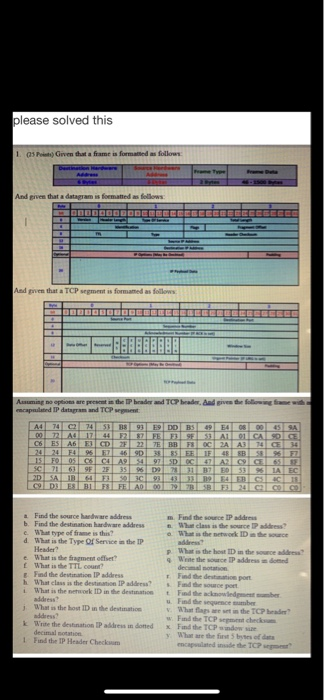 please solved this 1. Given that a frame is formatted | Chegg.com