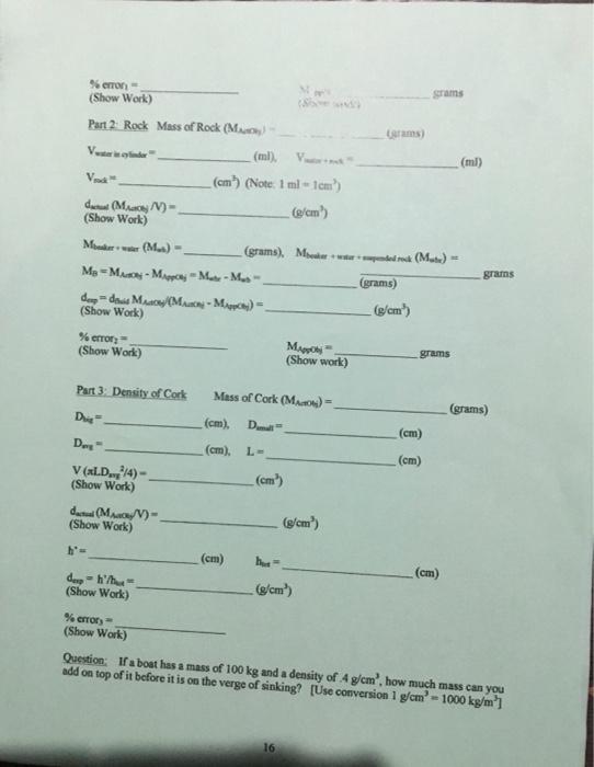 Solved Lab 7: Archimedes" Principle Purpose: In this lab, we | Chegg.com