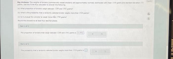 Solved Eig chickens: The weghss of breilers (commercally | Chegg.com