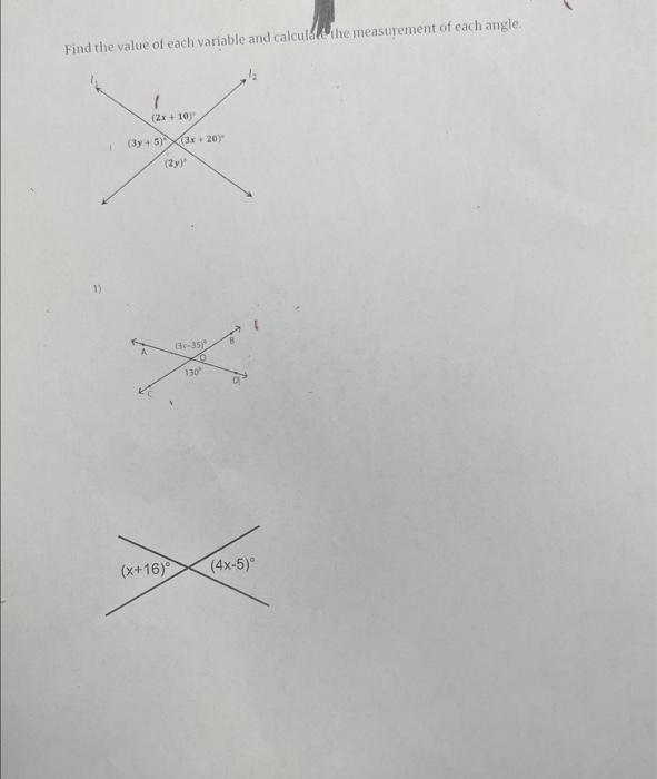 Solved Find the value of each variable and calcul the | Chegg.com
