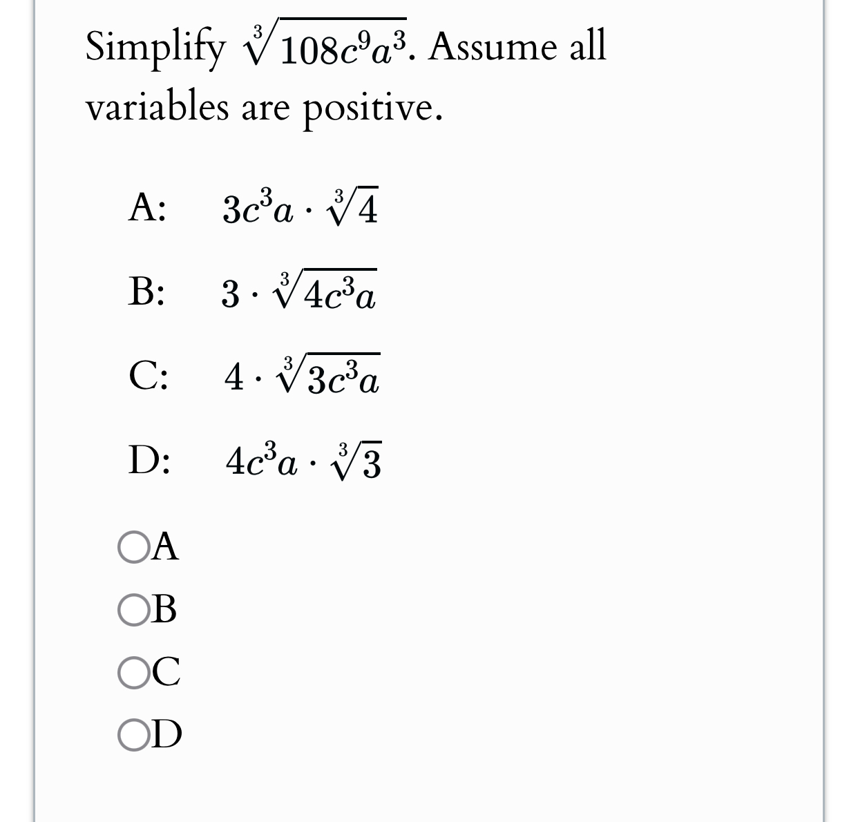 Solved Simplify 108c9a33. ﻿Assume all variables are | Chegg.com