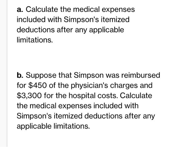 Solved Simpson, age 45 , is a single individual employed | Chegg.com