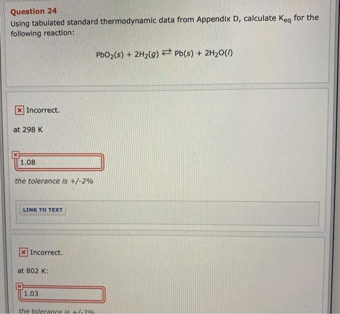 Solved Question 24 Using tabulated standard thermodynamic | Chegg.com