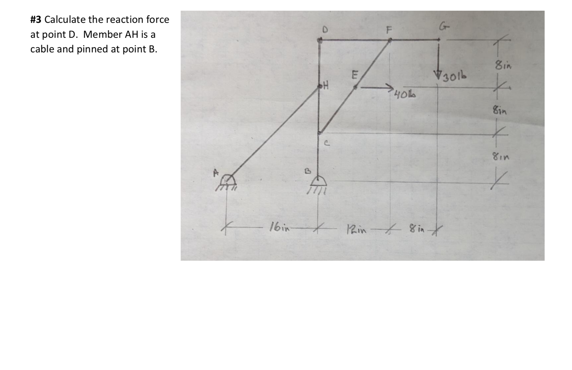 Solved #3 ﻿Calculate the reaction forceat point D. ﻿Member | Chegg.com