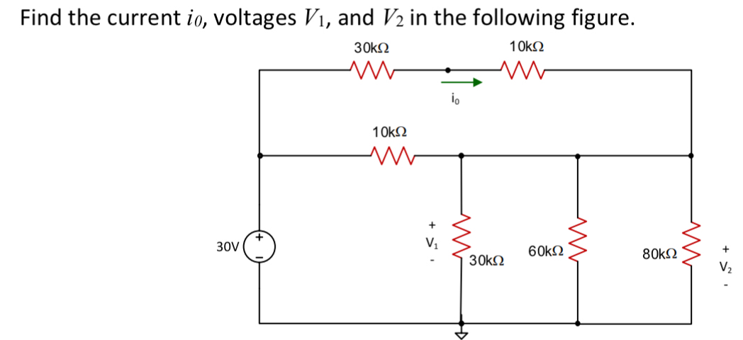 Solved Find the current i0, ﻿voltages V1, ﻿and V2 ﻿in the | Chegg.com