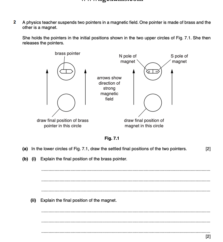 Solved 2 ﻿A physics teacher suspends two pointers in a | Chegg.com