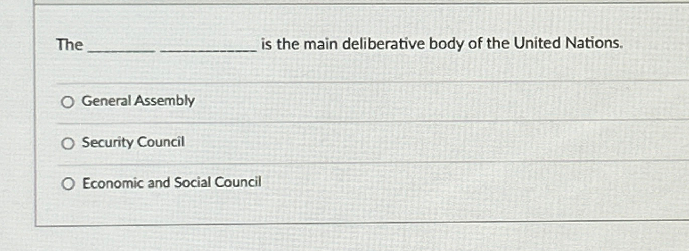 Solved The is the main deliberative body of the United | Chegg.com