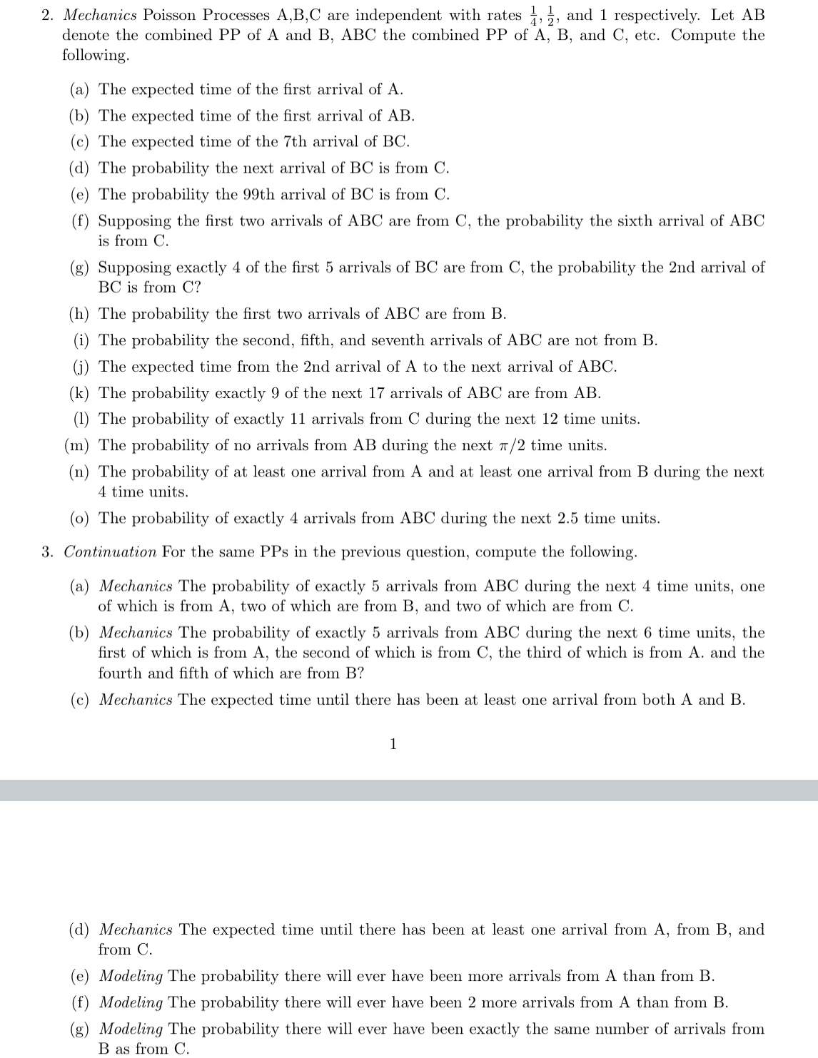 Solved ANSWER QUESTION 3 ﻿ONLY!!Mechanics Poisson Processes | Chegg.com