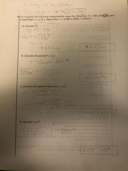 Solved i just need help finding the uncertainties of d and | Chegg.com