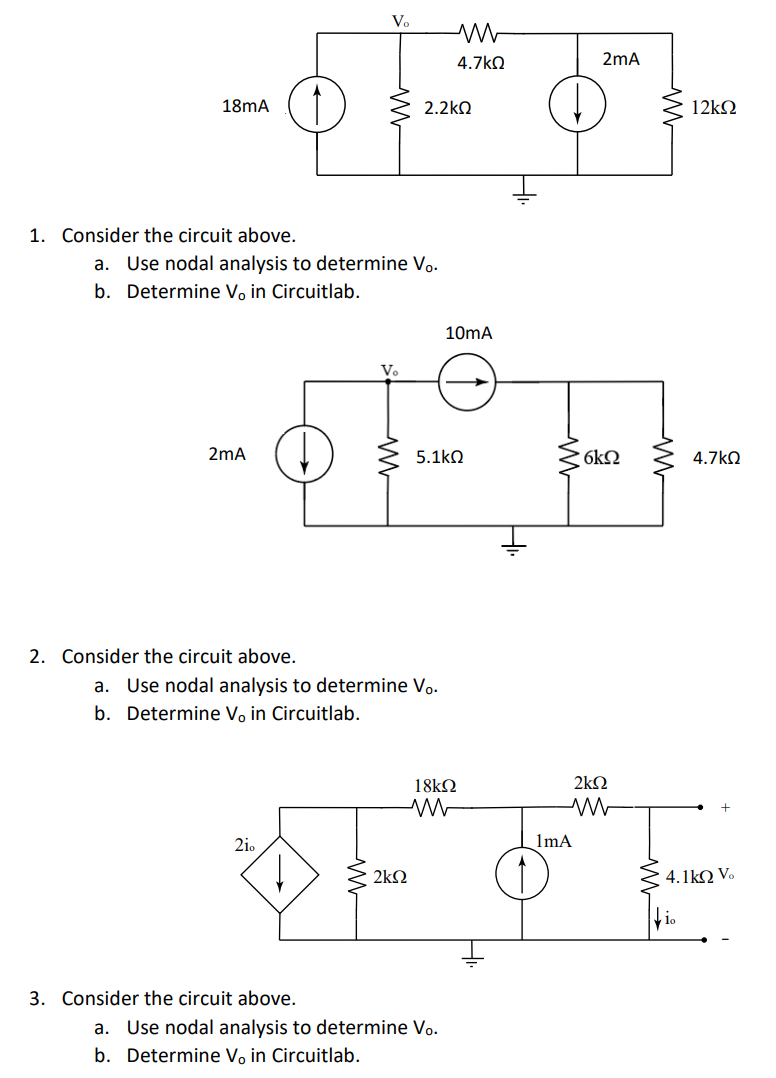 Solved Consider the circuit above.a. ﻿Use nodal analysis to | Chegg.com