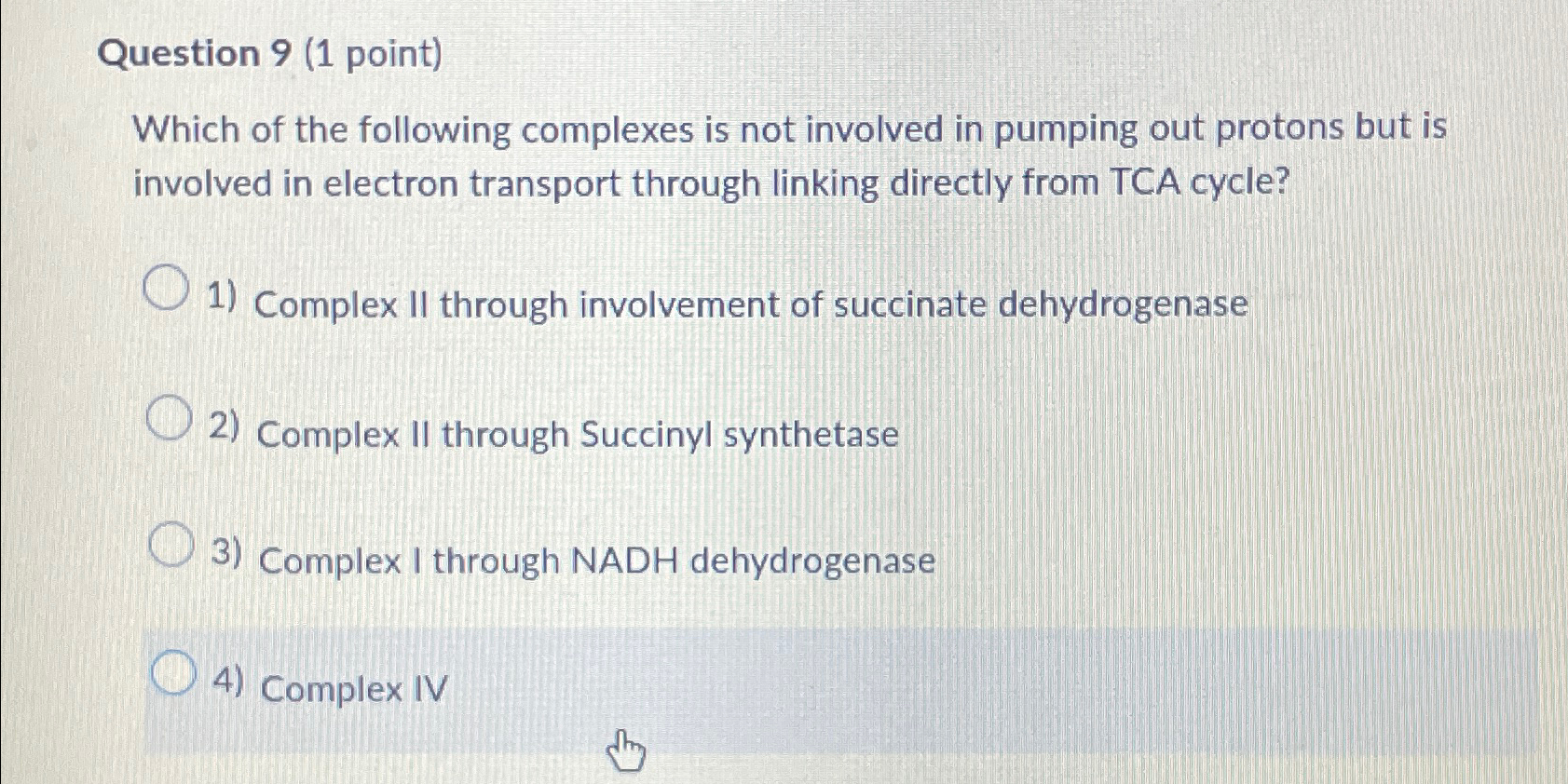 Solved Which of the following complexes is not involved in | Chegg.com