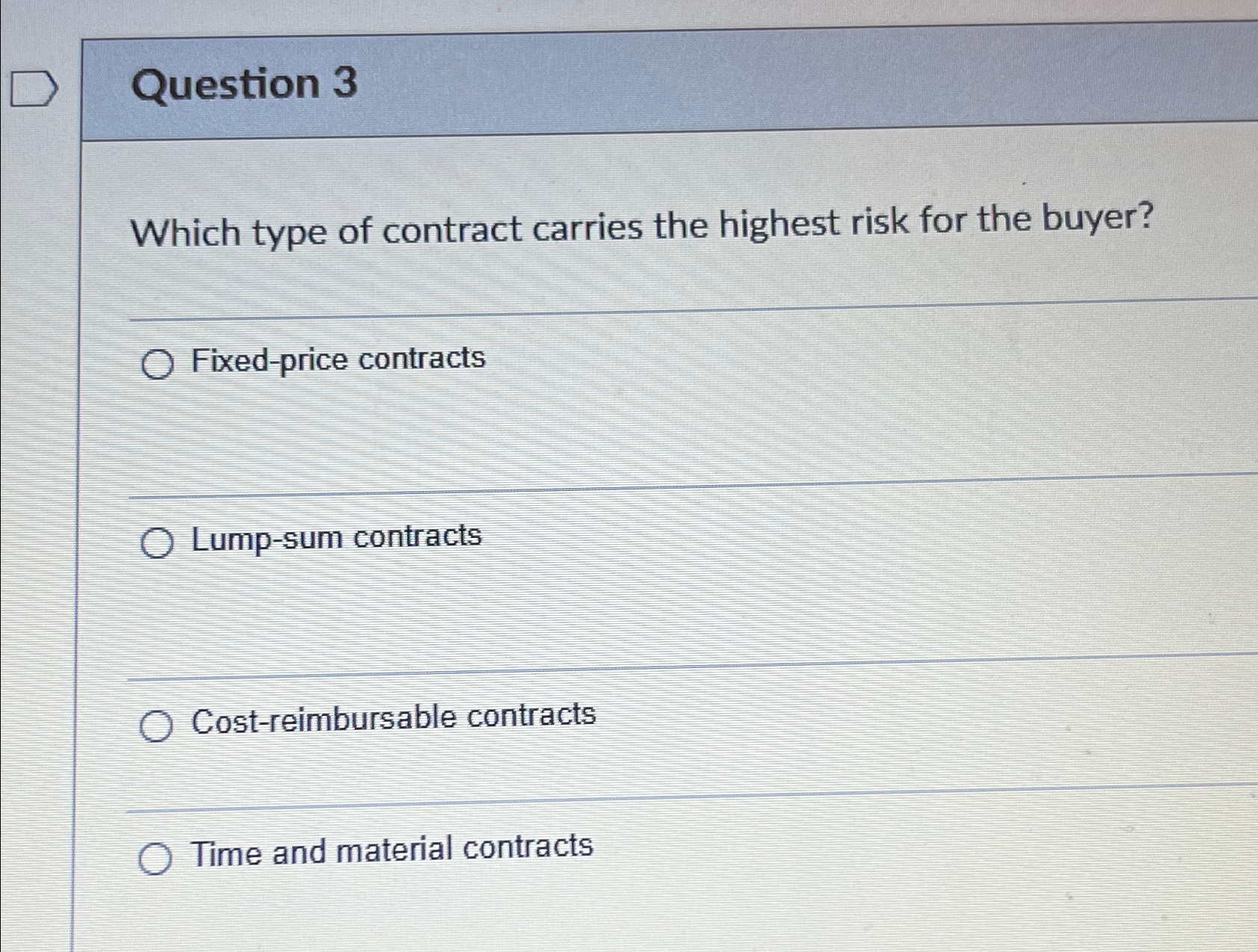 Solved Question 3Which type of contract carries the highest | Chegg.com