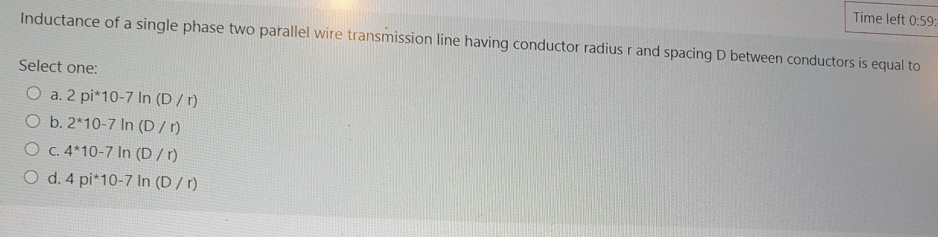 Solved Inductance of a single phase two parallel wire | Chegg.com