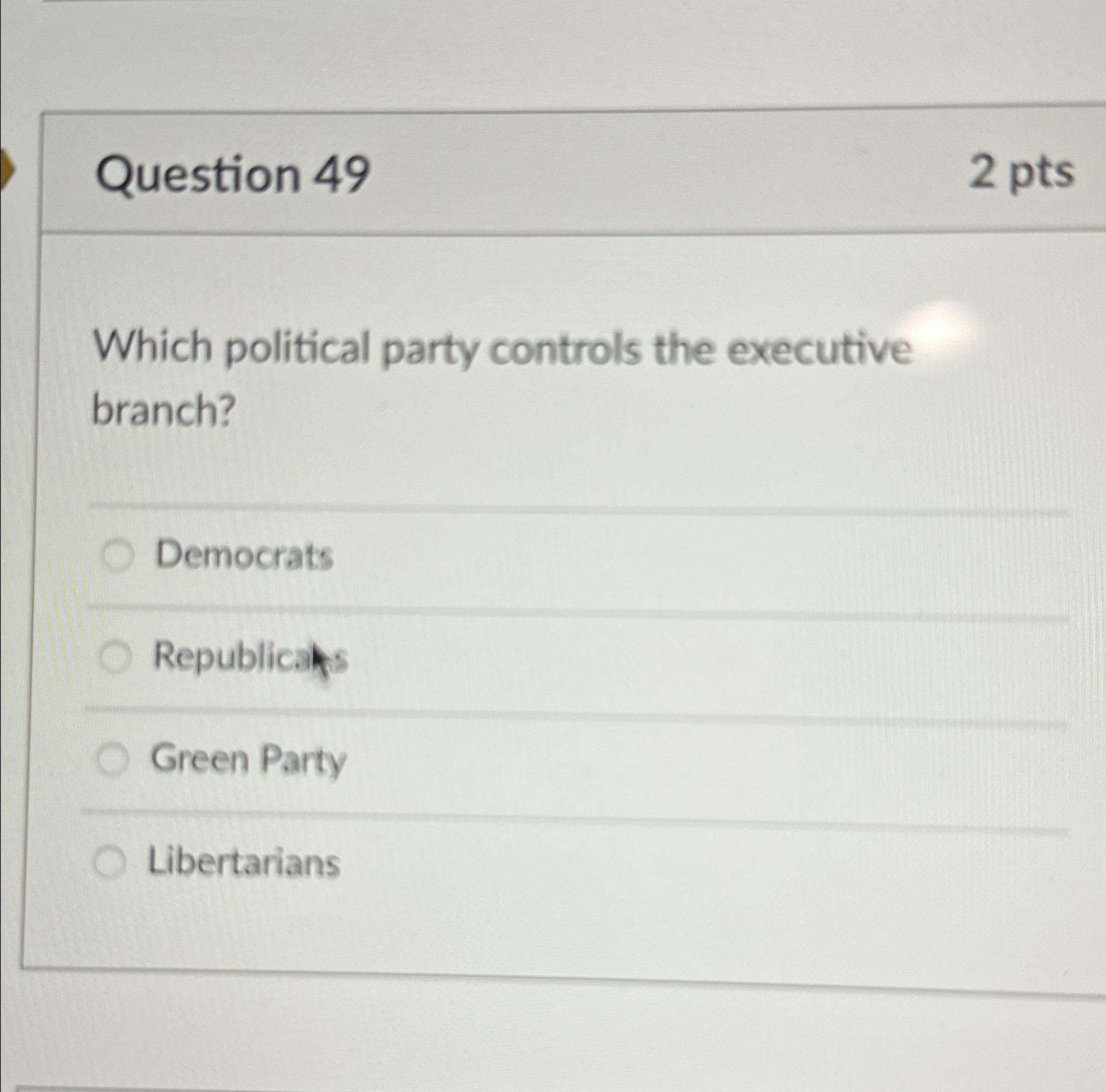 Solved Question 492 ﻿ptsWhich political party controls the | Chegg.com