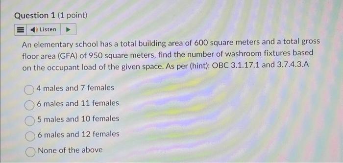 Solved An elementary school has a total building area of 600 | Chegg.com