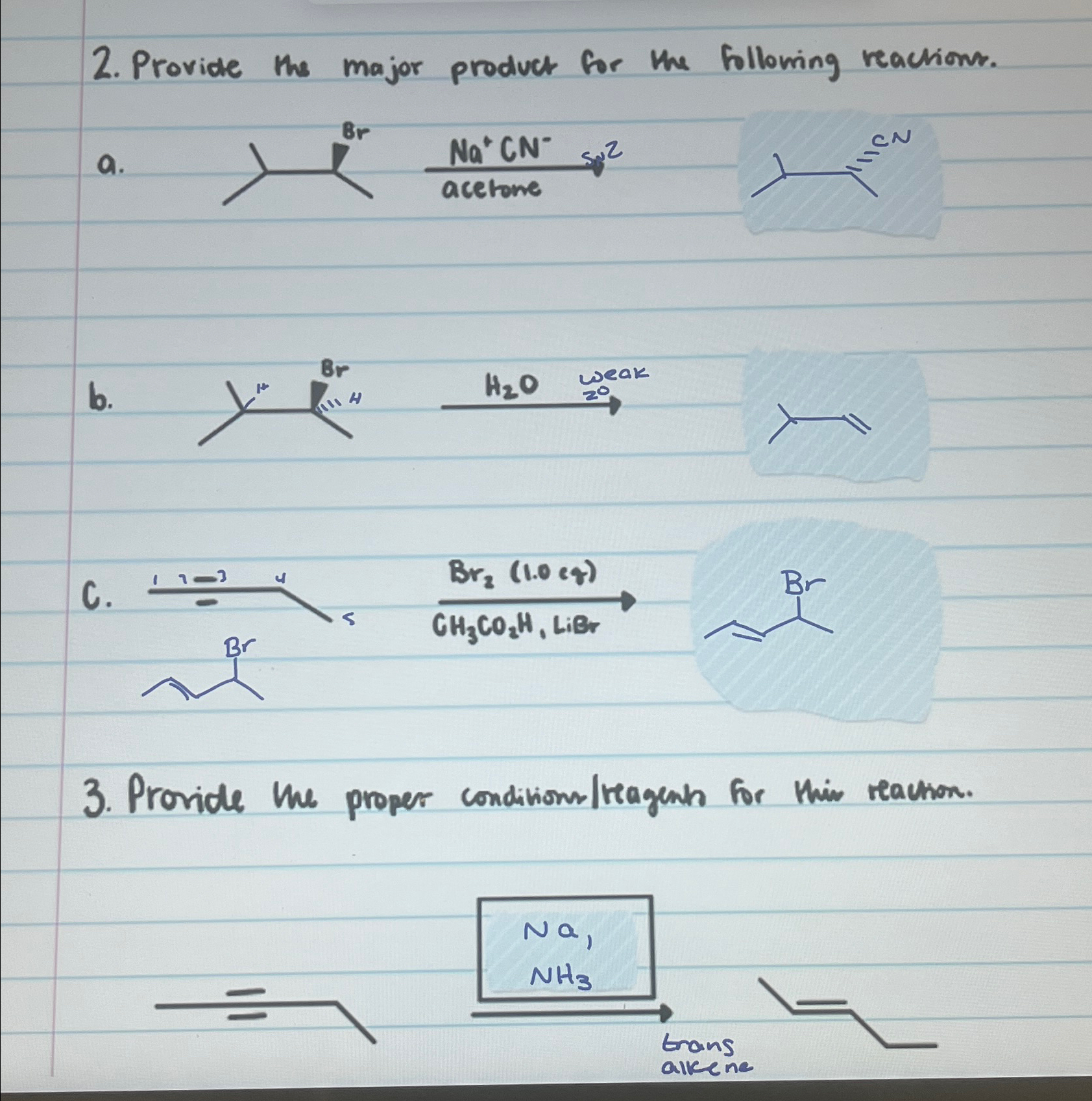 Solved Provide the major product for the following | Chegg.com