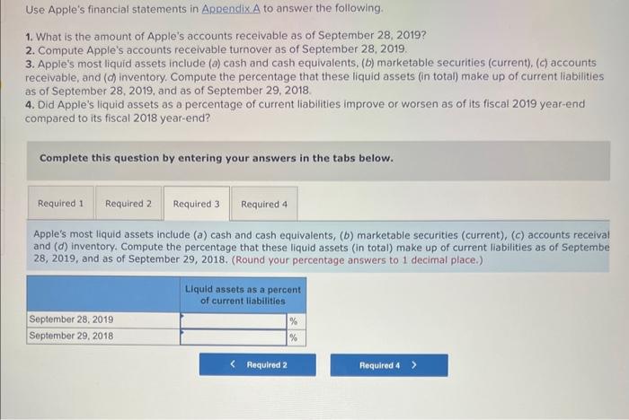 Solved Use Apple's financial statements in Appendix A to | Chegg.com