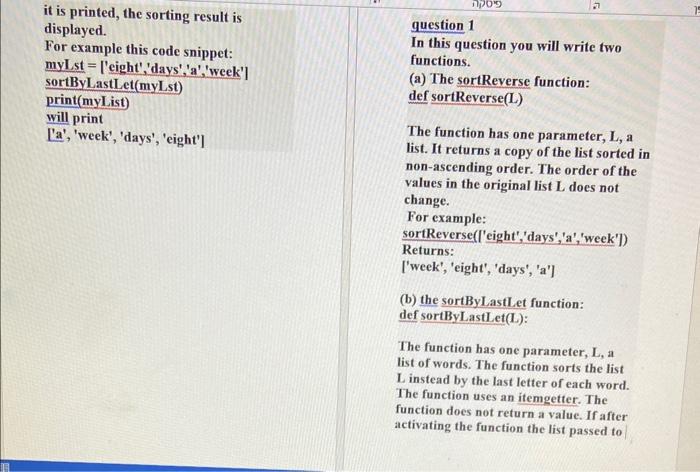 Solved it is printed, the sorting result is displayed. | Chegg.com