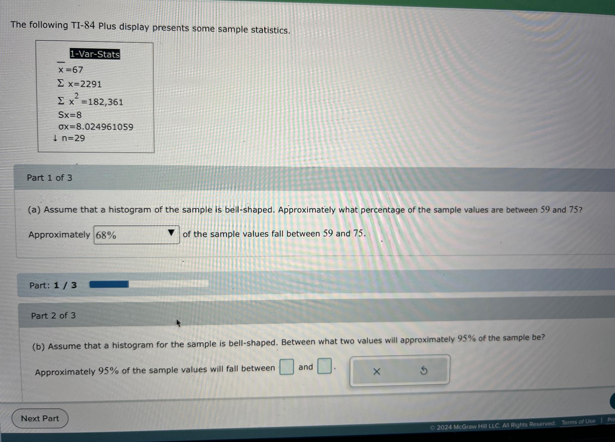 Solved The following TI- 84 ﻿Plus display presents some | Chegg.com