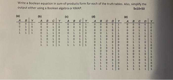 Solved Write a Boolean equation in sum-of-products form for | Chegg.com
