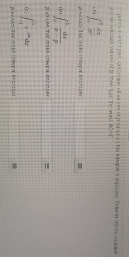Solved (1 point) In each part, determine all values of p for | Chegg.com