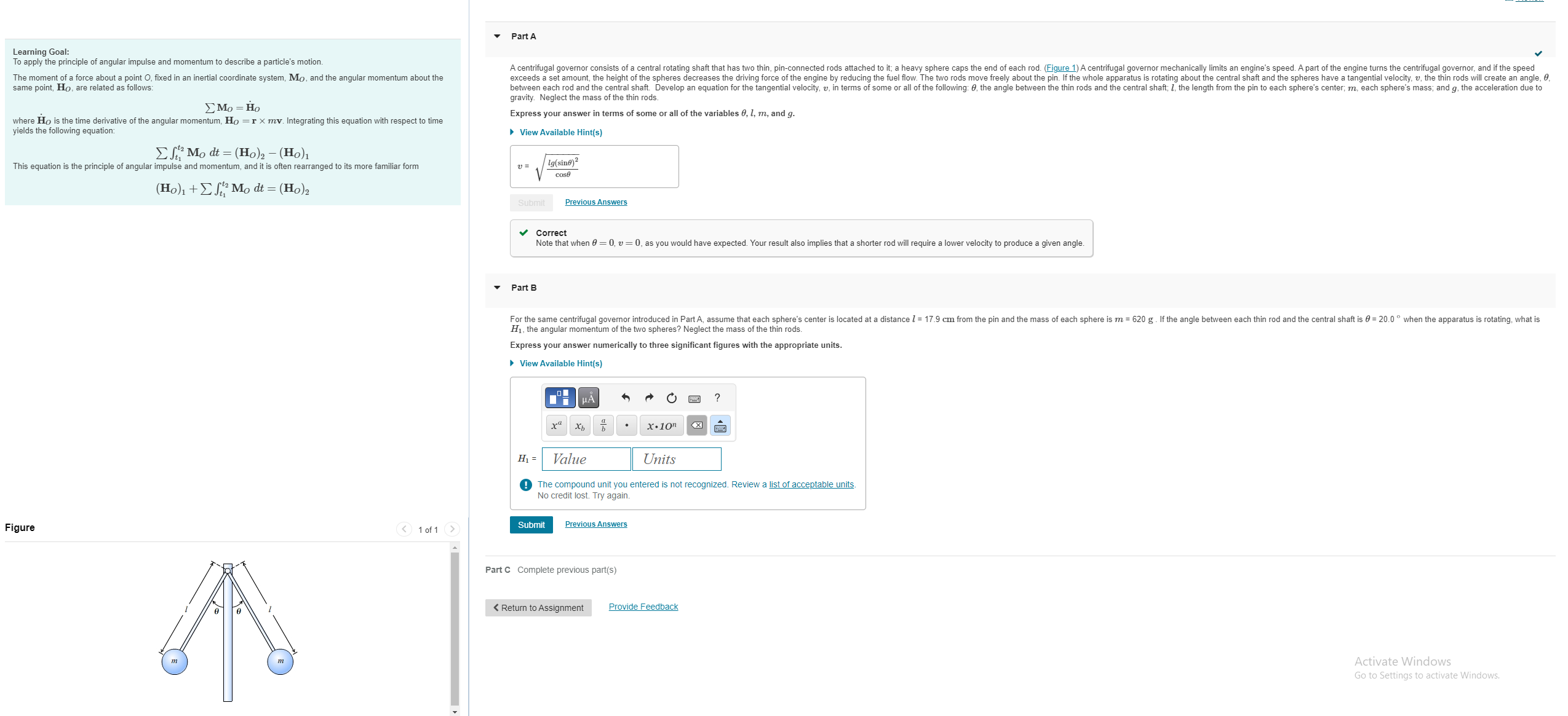 Solved Learning Goal:To apply the principle of angular | Chegg.com