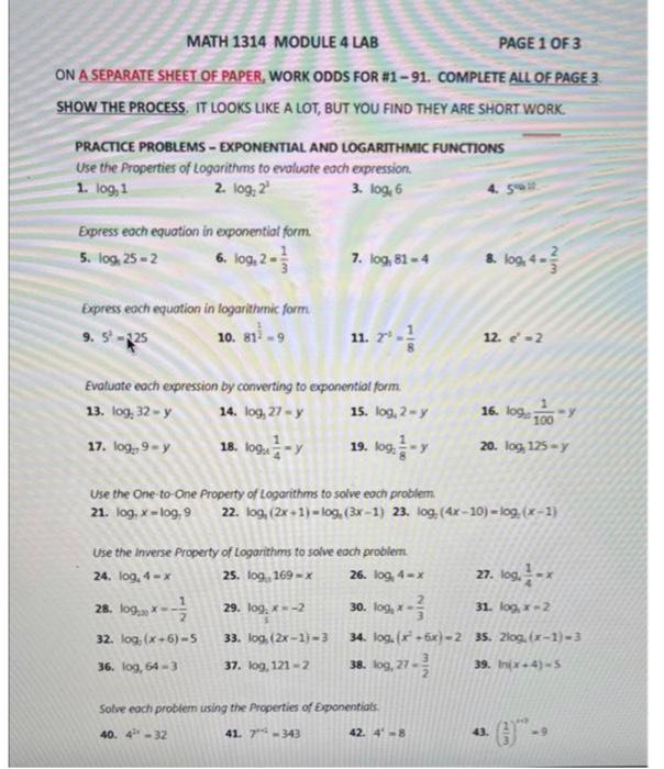 Solved ON A SEPARATE SHEET OF PAPER, WORK ODDS FOR #1 - 91. | Chegg.com