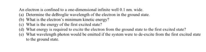 Solved An Electron Is Confined To A One Dimensional Infinite