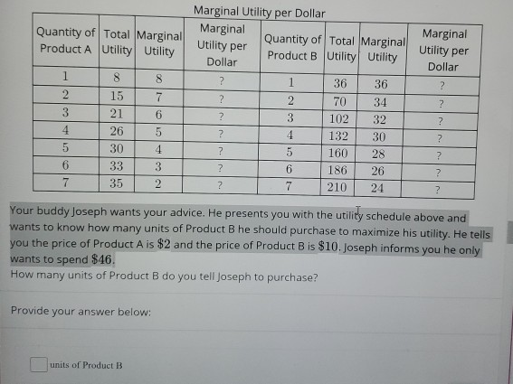 Solved Quantity of Total Marginal Product A Utility Utility | Chegg.com
